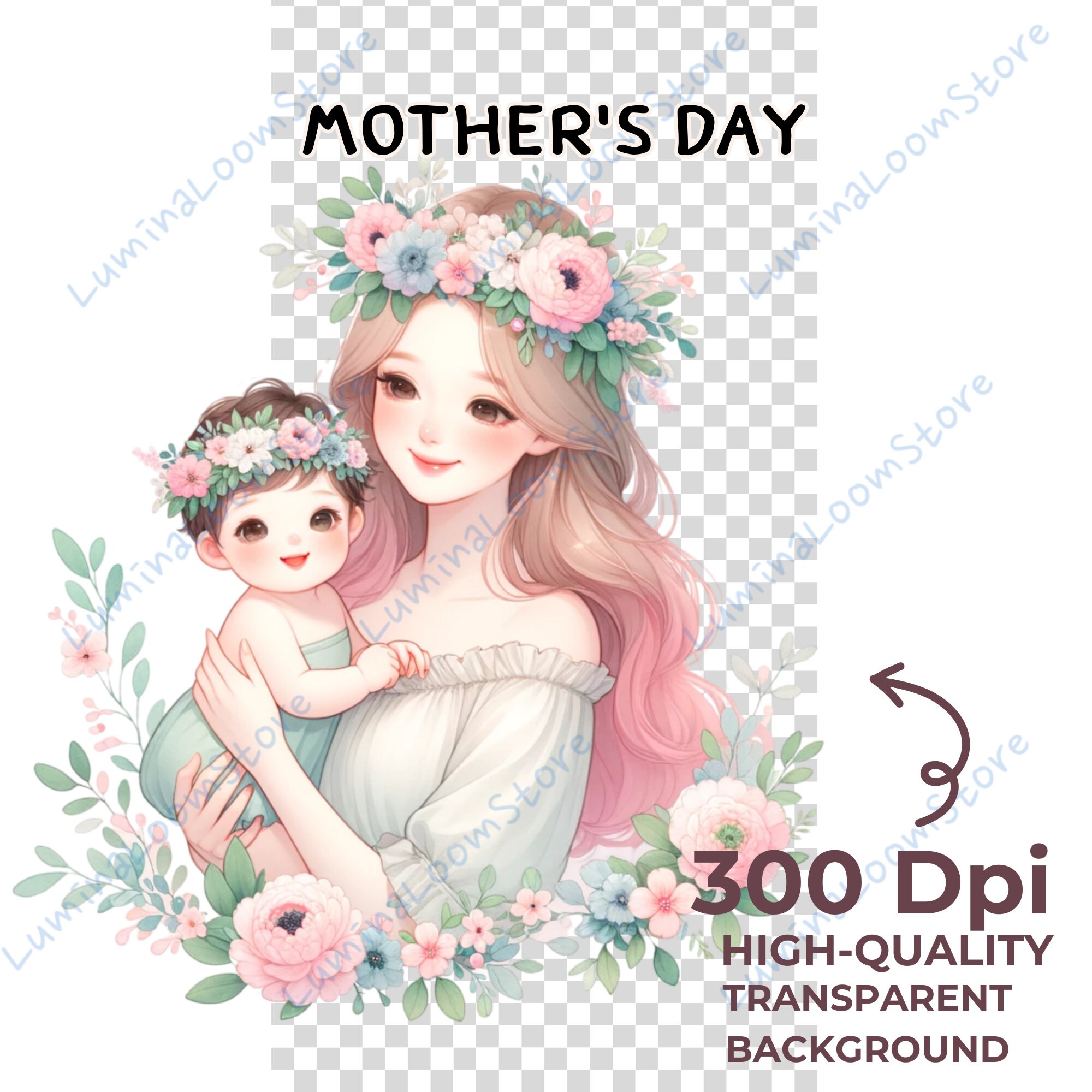 Mother's Day Clipart Painted Mother and Child Clipart Mom and Child ...