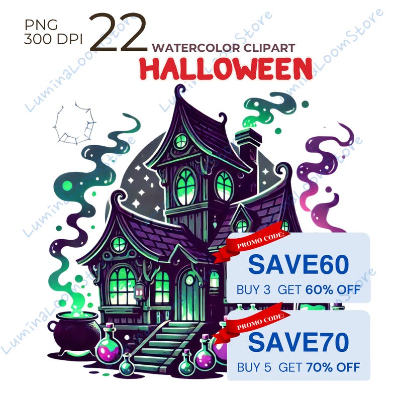 Haunted House Halloween Clipart | Spooky Digital Art | Zombie Shop ...