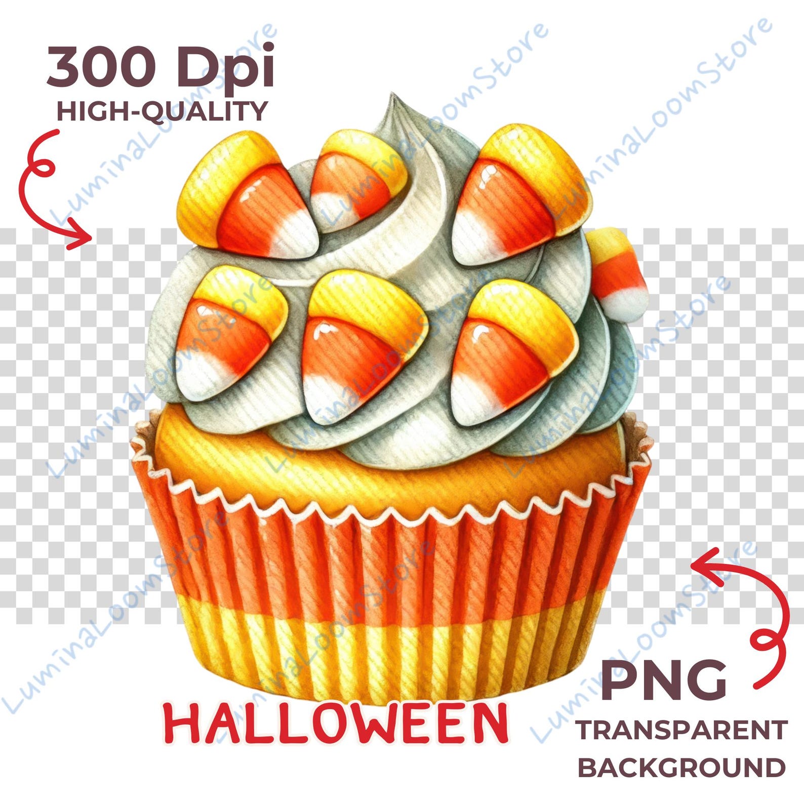 Halloween Cupcake Clipart: Watercolor PNG Set (digital Download) - Etsy