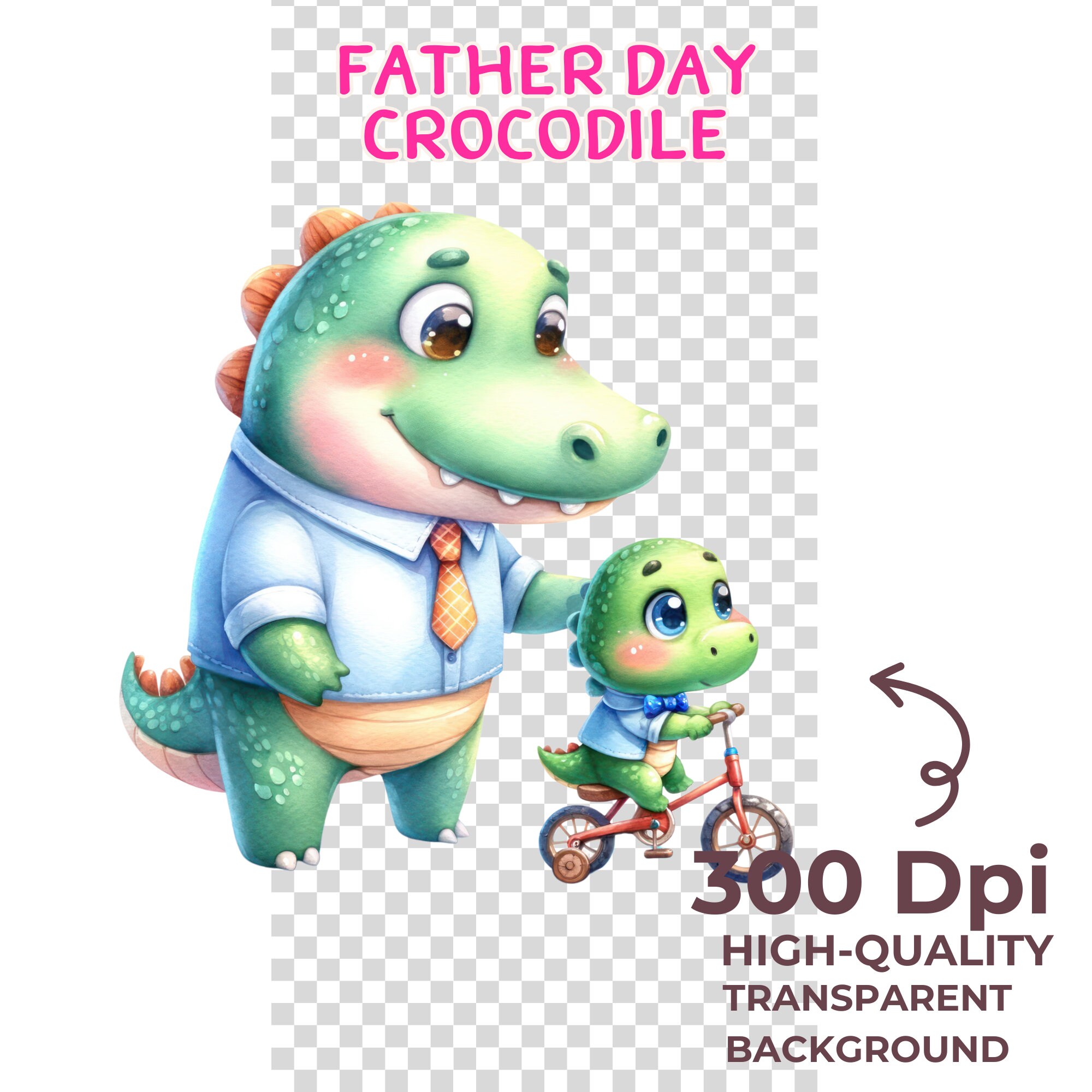 Father's Day Crocodile Clipart Set - Watercolor Dad and Baby Crocodile ...