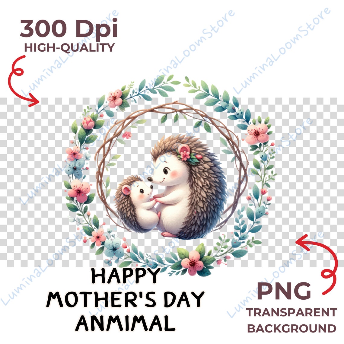 Mom and Baby Animals Clipart Bundle, Watercolor Animal Clipart, Mom and ...