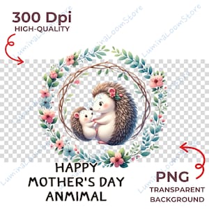 Mom and Baby Animals Clipart Bundle, Watercolor Animal Clipart, Mom and ...