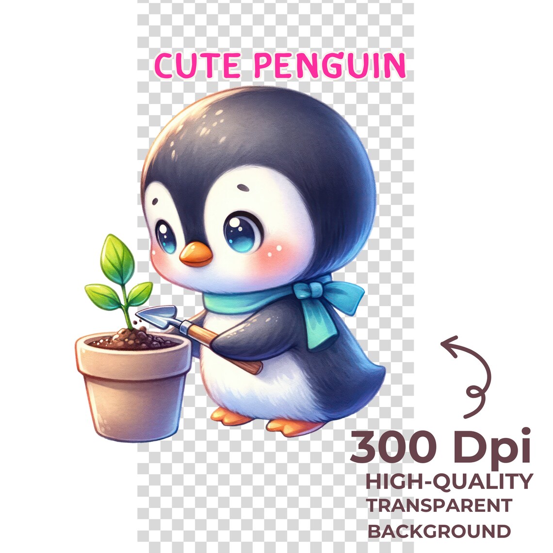 Scholarly Penguin Clipart - Playful Back to School Watercolor Penguins ...