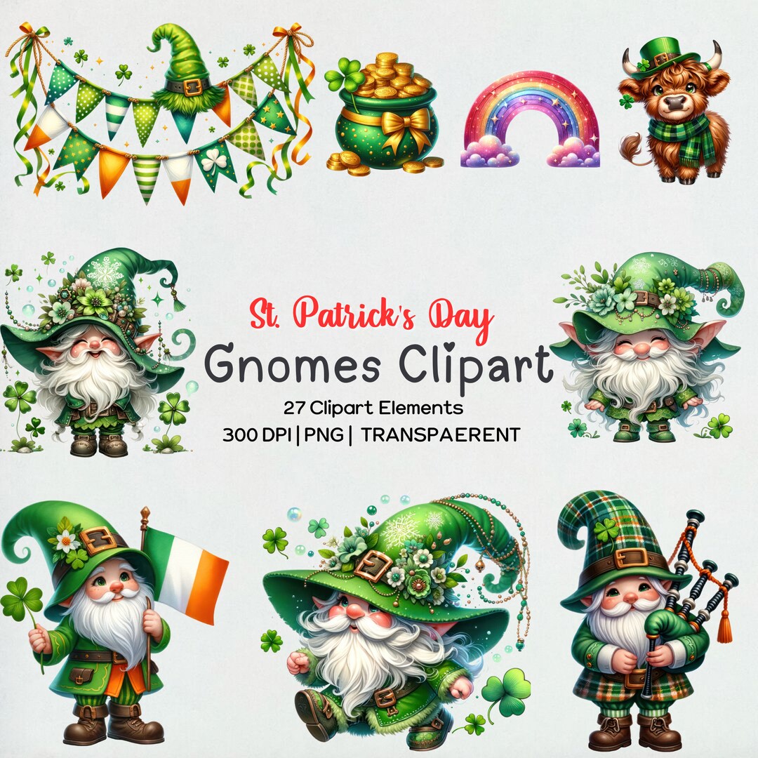 Watercolor Lucky Charms - St. Patrick's Day Gnomes Clipart Collection ...