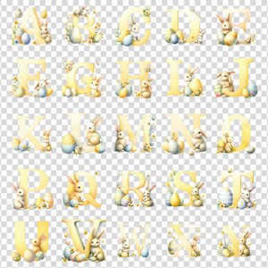 Easter Watercolor Alphabet & Numbers Clipart Set - 36 PNG Files With ...