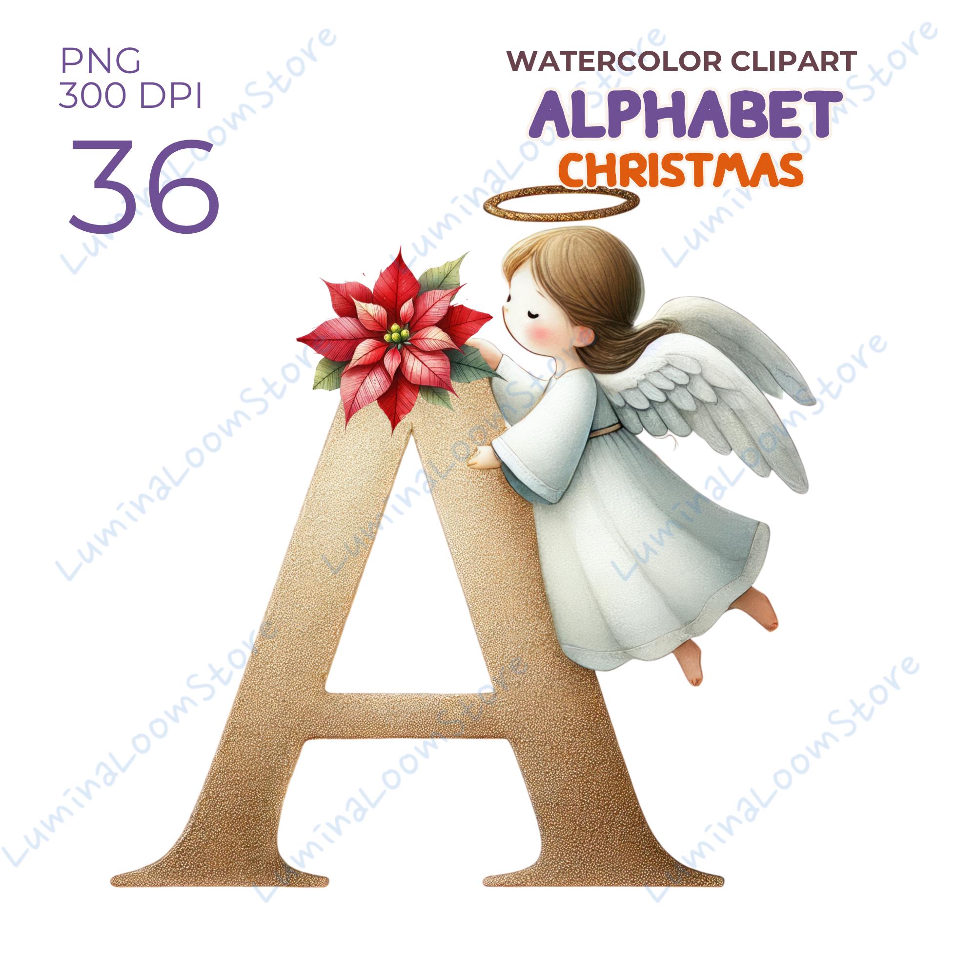 Christmas Watercolor Alphabet Clipart Set - Festive PNG Letters ...