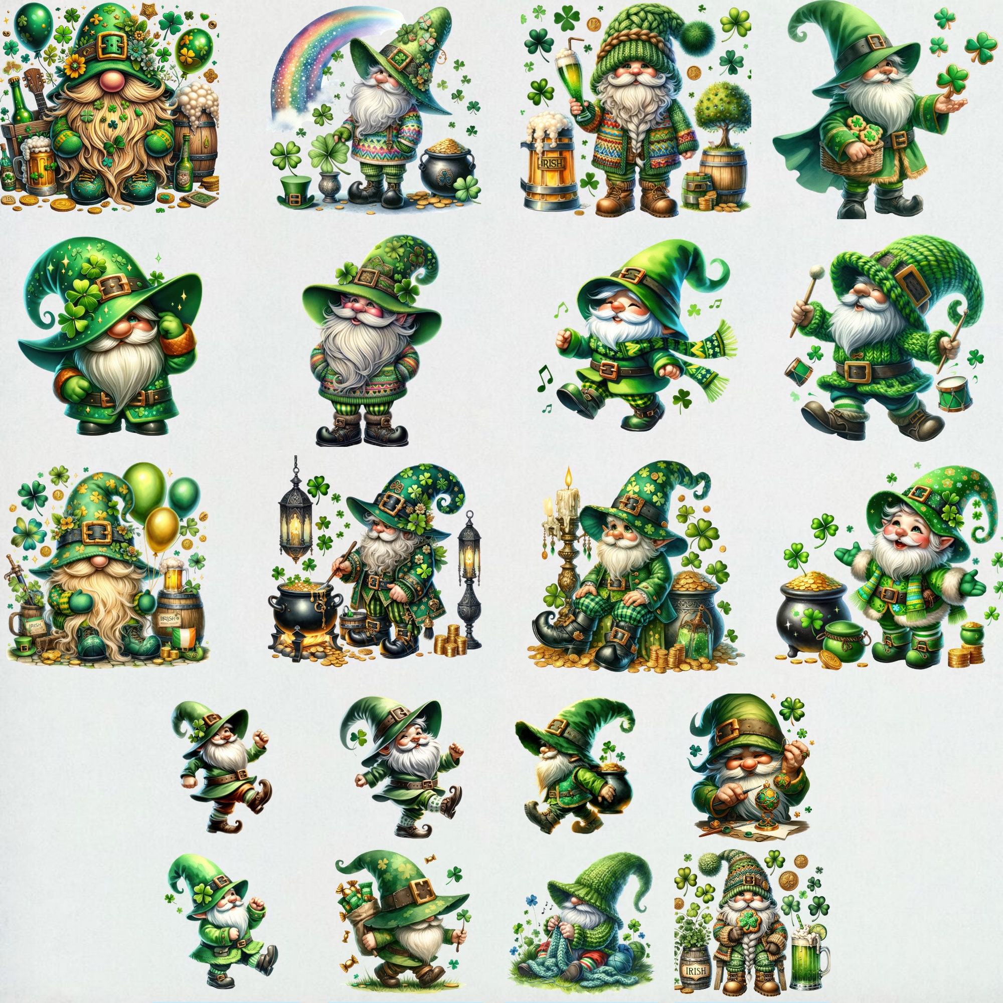 Watercolor St. Patrick's Day Gnomes Clipart - Festive Irish Elves PNG ...