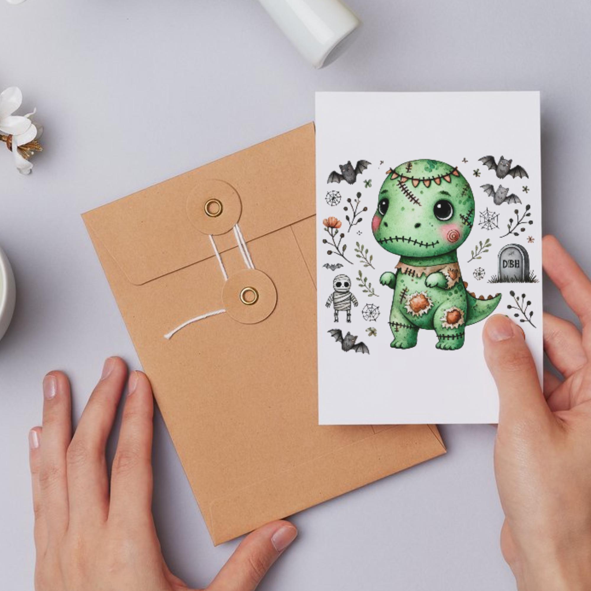 Halloween Dino Clipart PNG, Cute Dinosaur Digital Download, Watercolor ...