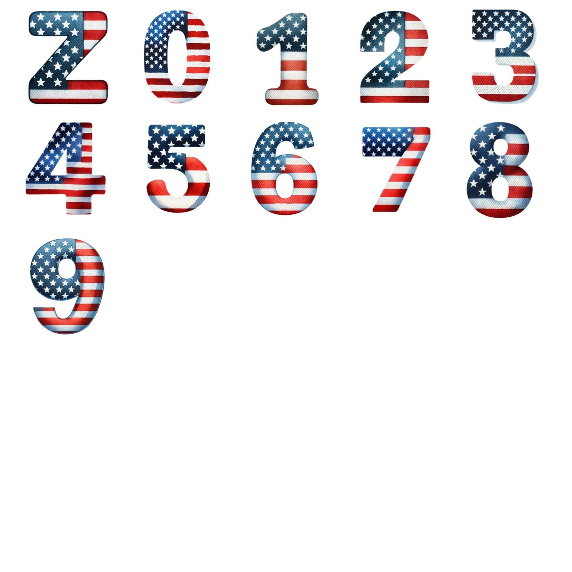 American Flag Alphabet Clipart: Patriotic PNG Letters (digital Download ...