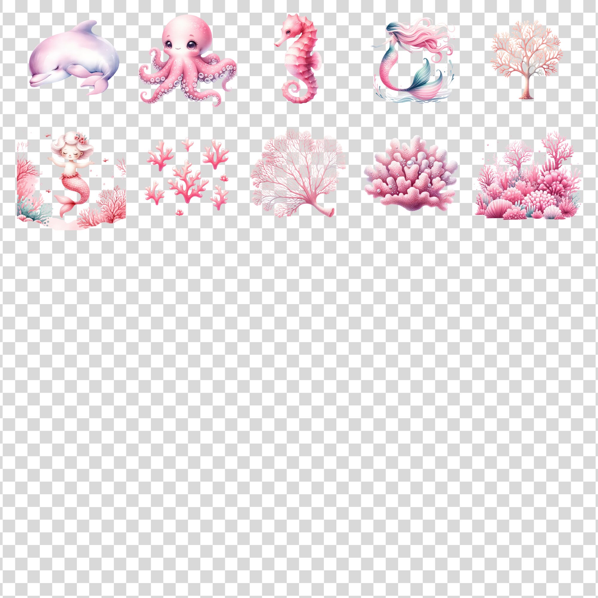 Ocean Friends Clipart Collection 35 Watercolor Marine Life Pngs for ...