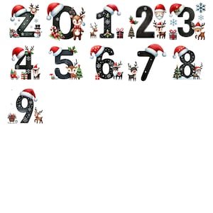 Christmas Alphabet Clipart, 36 PNG Letters & Numbers, Holiday Santa Hat ...