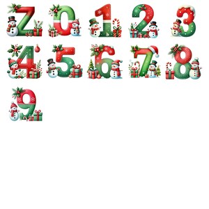 Christmas Alphabet Clipart | 36 PNG Watercolor Letters-numbers ...