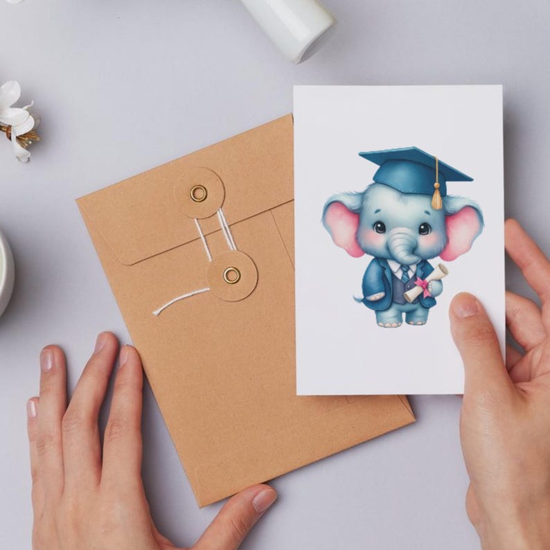 Graduation Animal Clipart Bundle | Watercolor PNG | Cute Animal ...