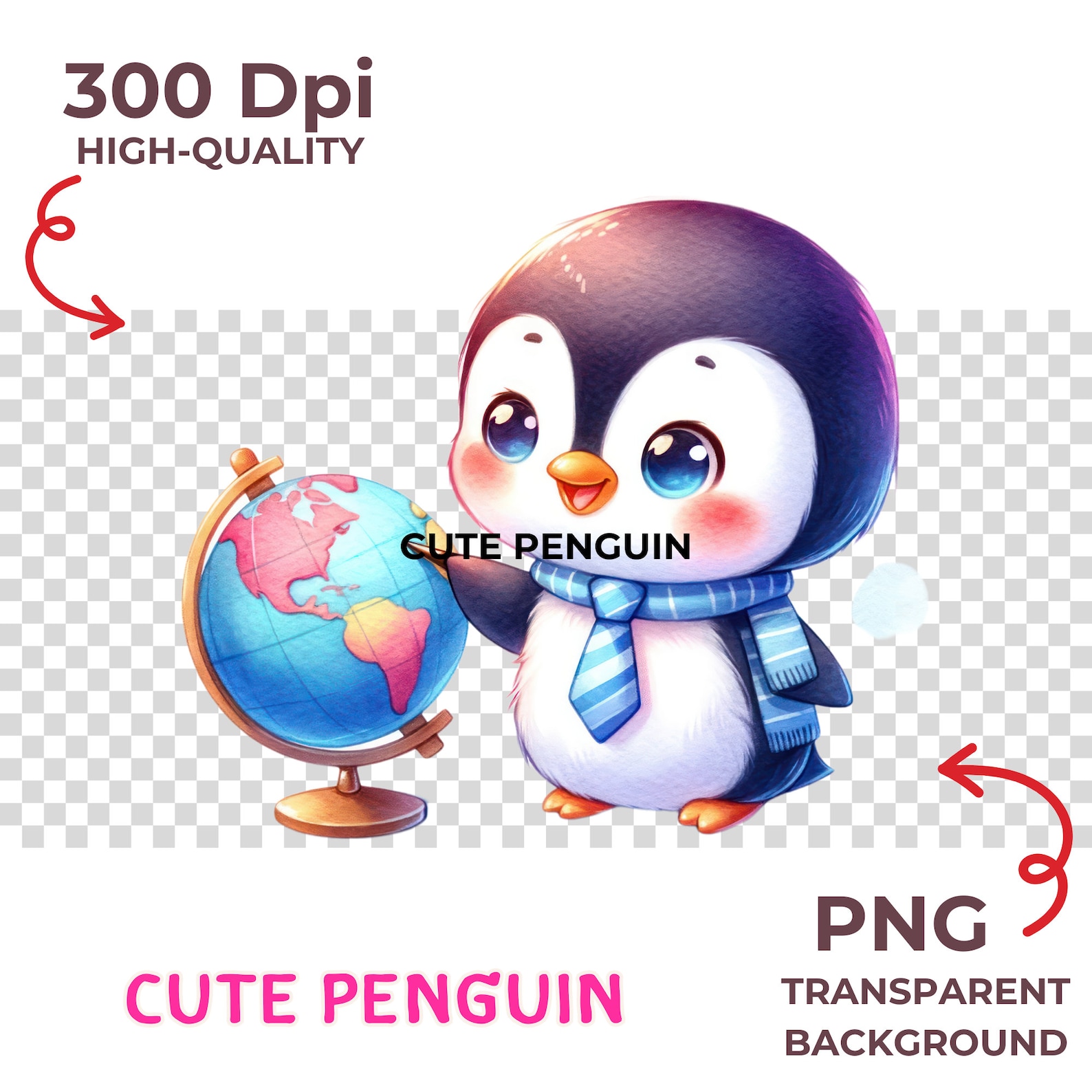 Scholarly Penguin Clipart - Playful Back to School Watercolor Penguins ...
