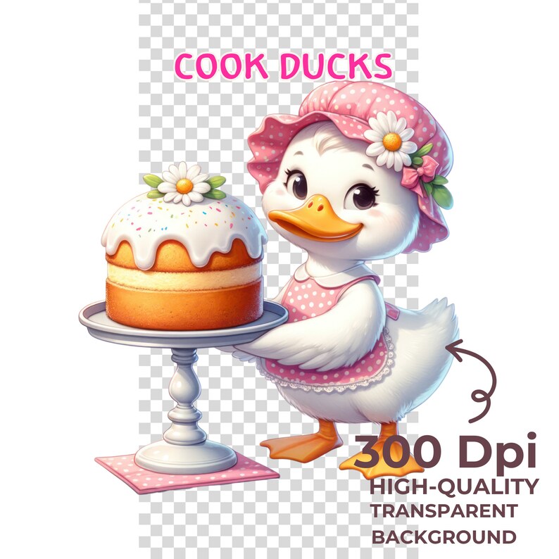 Baker Ducklings Watercolor Clipart Cute Cooking Ducks Digital Images ...