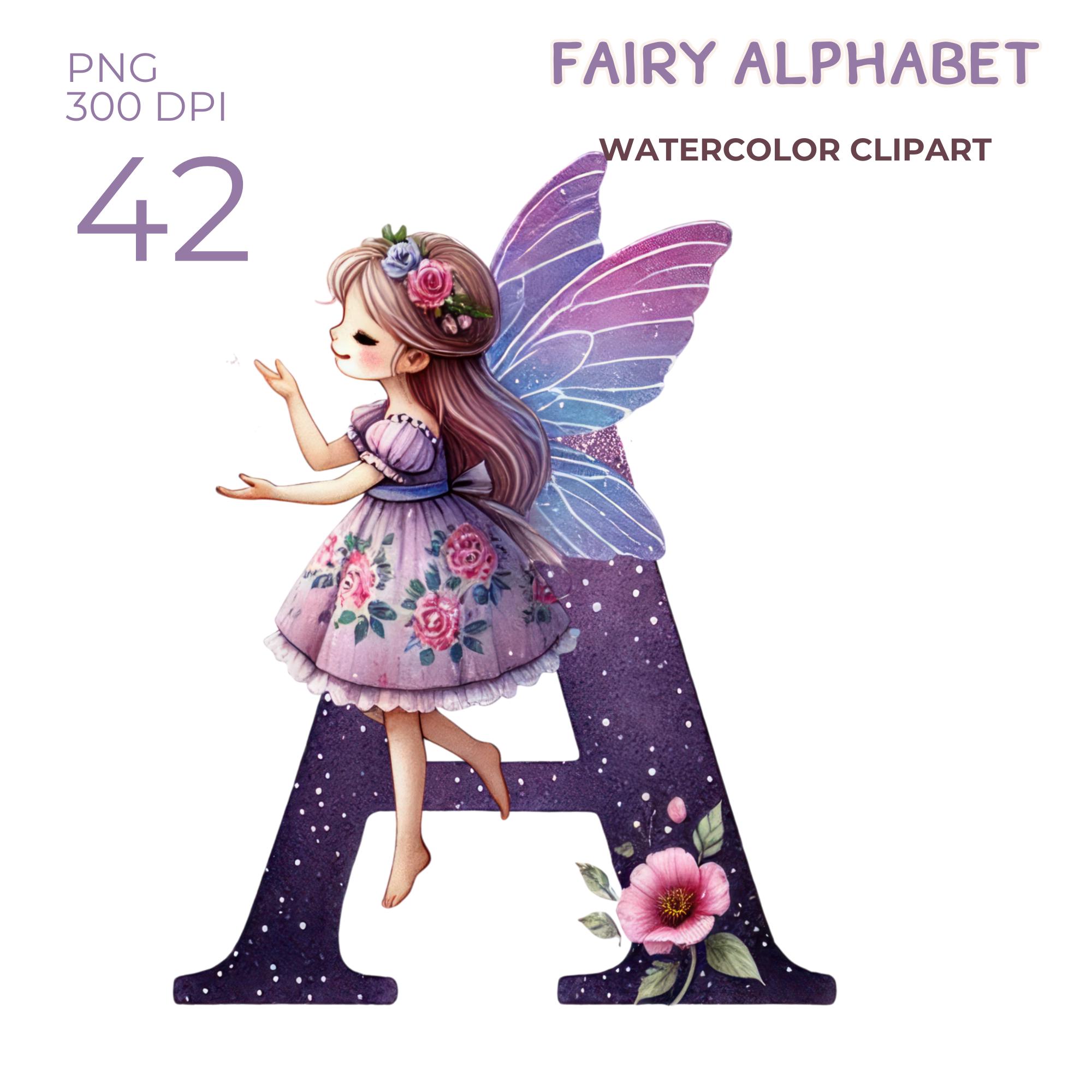 Fairy Alphabet Watercolor Clipart: Enchanted Letters & Numbers (digital ...
