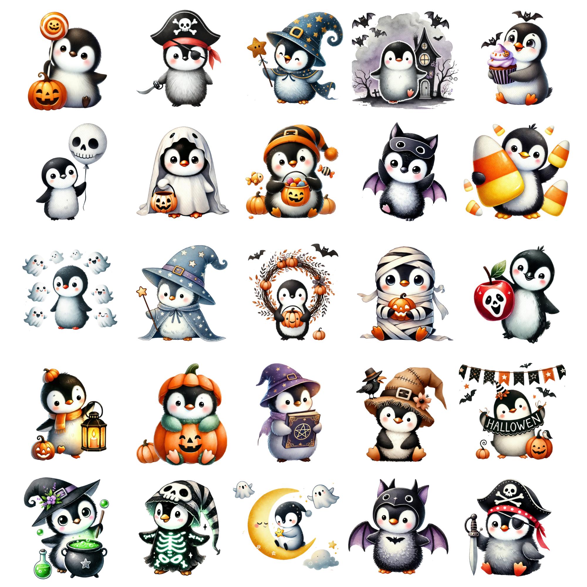 Watercolor Penguin Halloween Clipart | Penguin Halloween Clipart PNG ...
