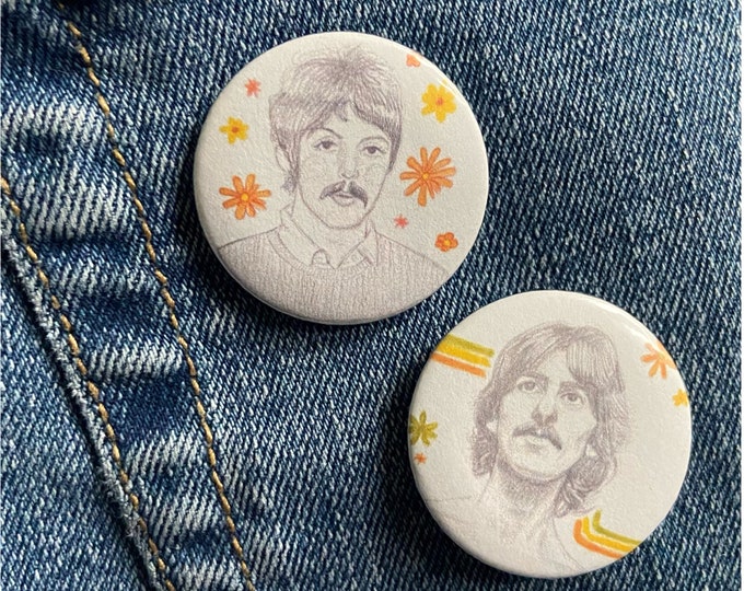 Paul Mccartney & George Harrison, the Beatles Buttons/badges Vintage - Etsy