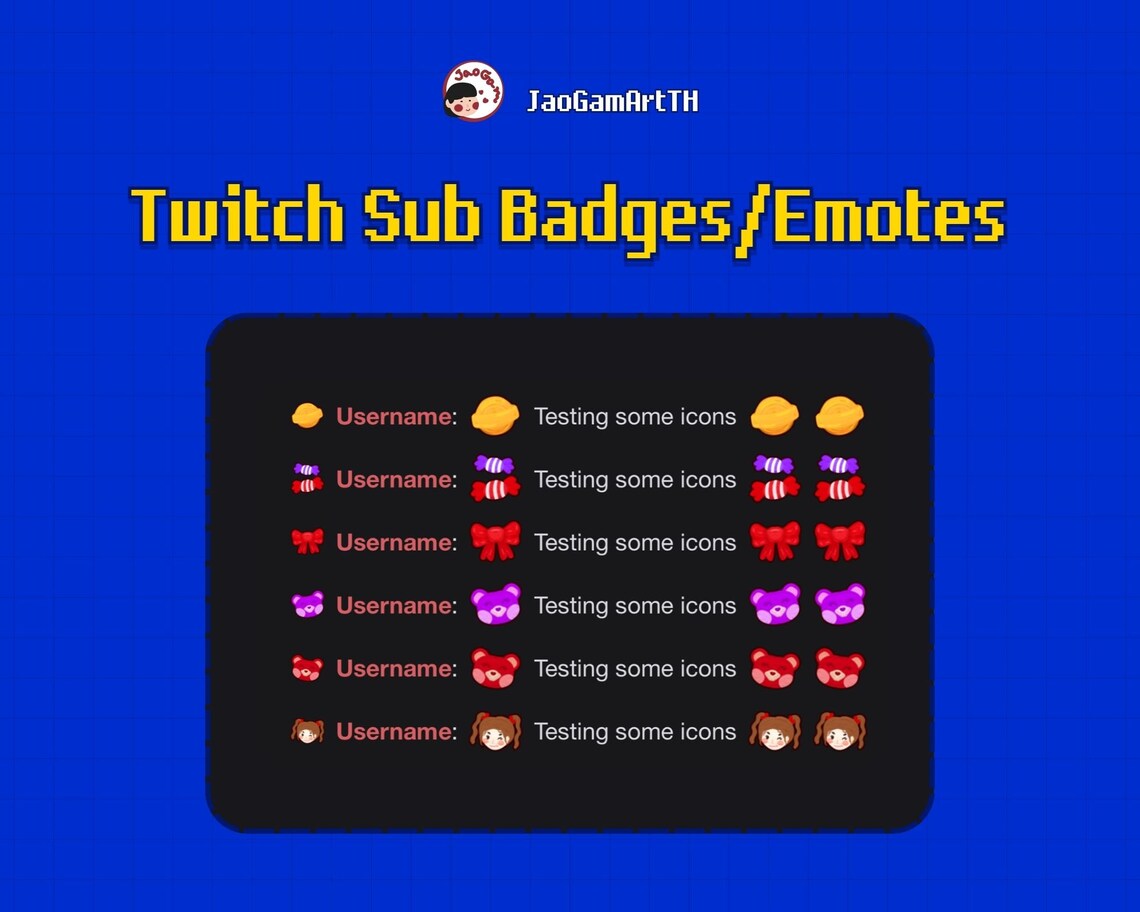 6 Twitch Sub Badges and Emotes Girl, Candy & Teddy Stickers. Twitch ...