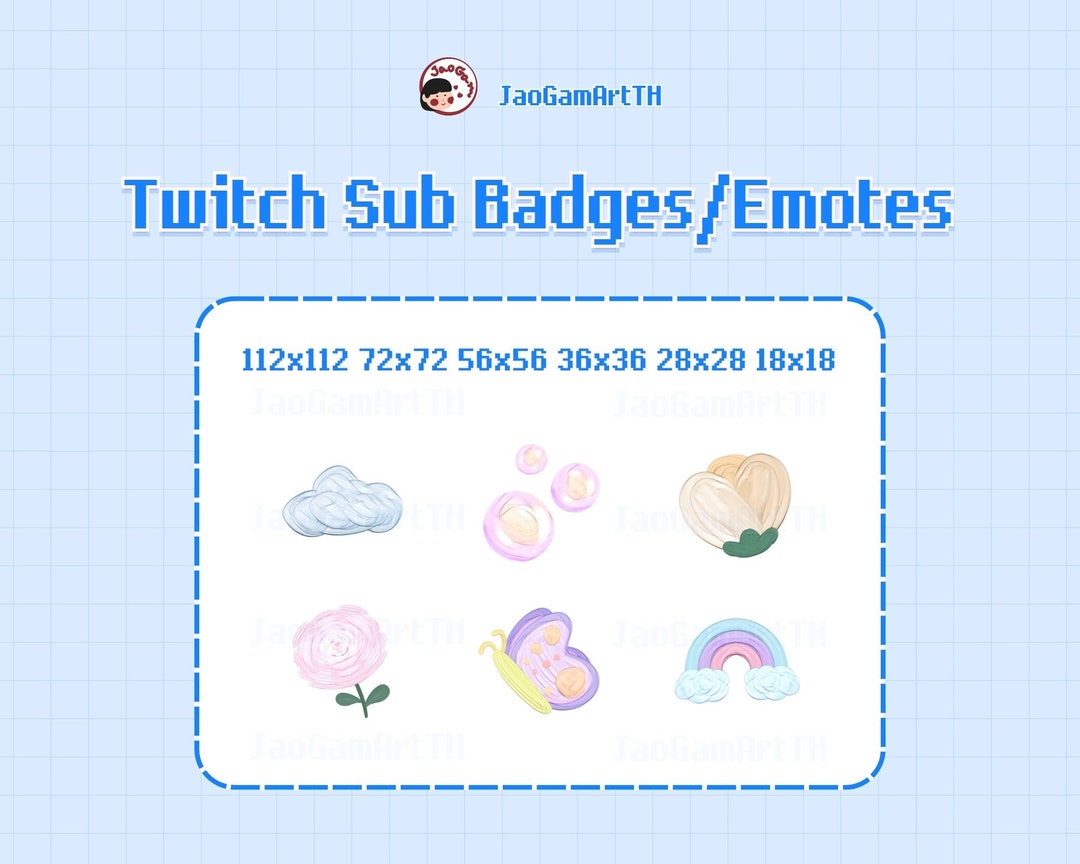 6 Twitch Sub Badges and Emotes Cute Pastel Stickers. Twitch Badges/bit ...
