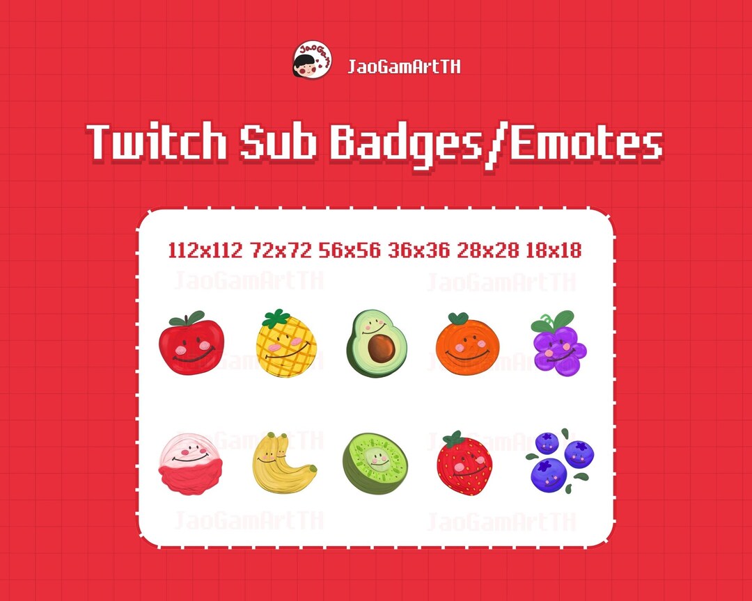 10 Twitch Sub Badges and Emotes Happy Fruity : Cute Fruit. Twitch ...