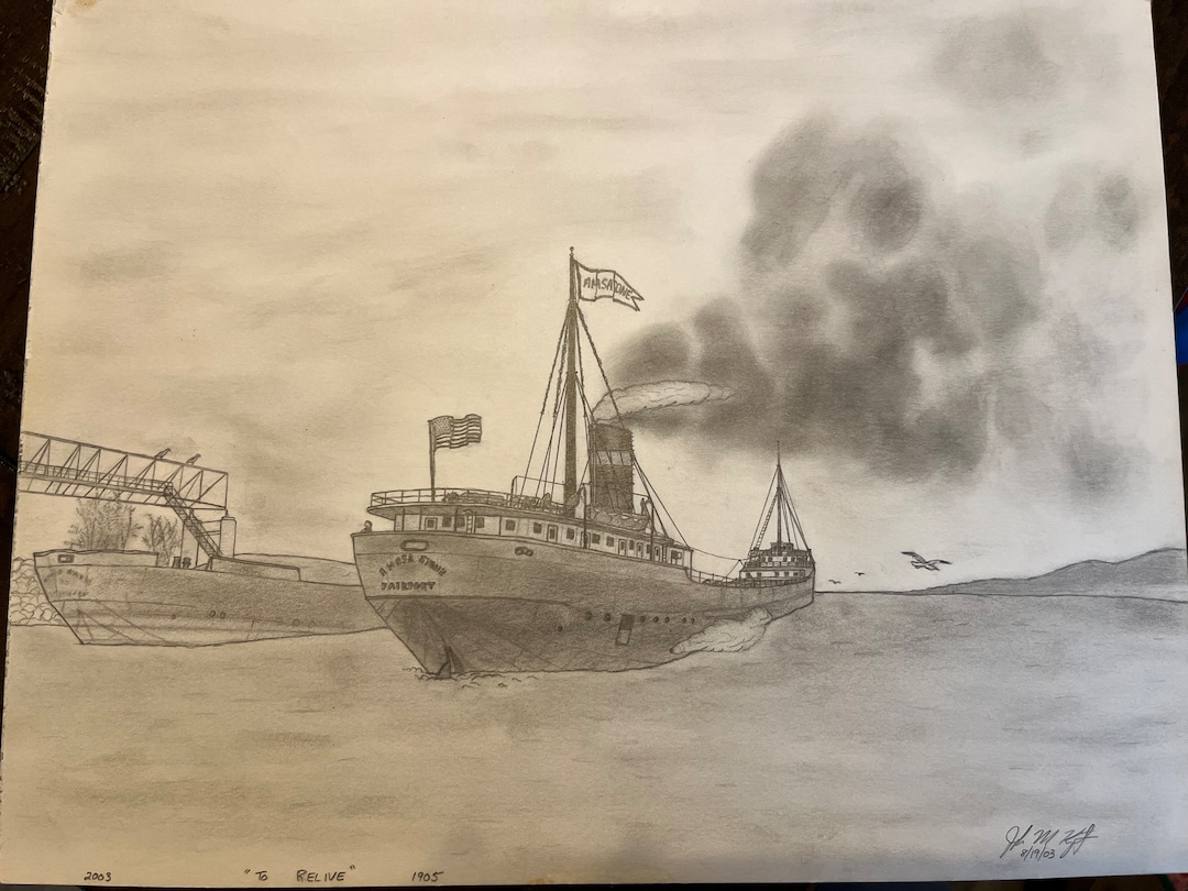 Great Lakes Steamer Amasa Stone "to Relive" Drawing - Etsy