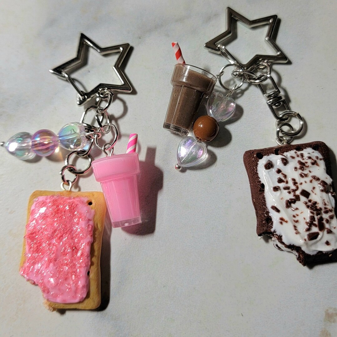 Handmade Toaster Pastry & Milk Charm - Strawberry or Chocolate - Etsy