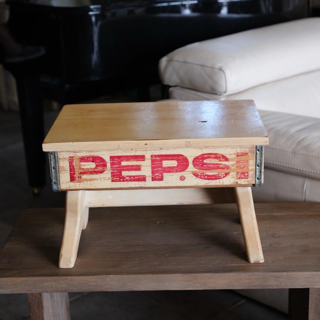 Drink Pepsi Cola Wooden Crate Tray Storage Bench - Stool Yellow -metal ...