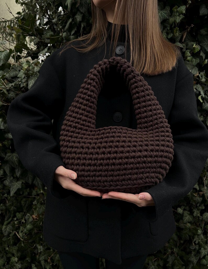 Handmade Crochet Tote Bag: Recycled Cotton Yarn Mini Bag - Etsy