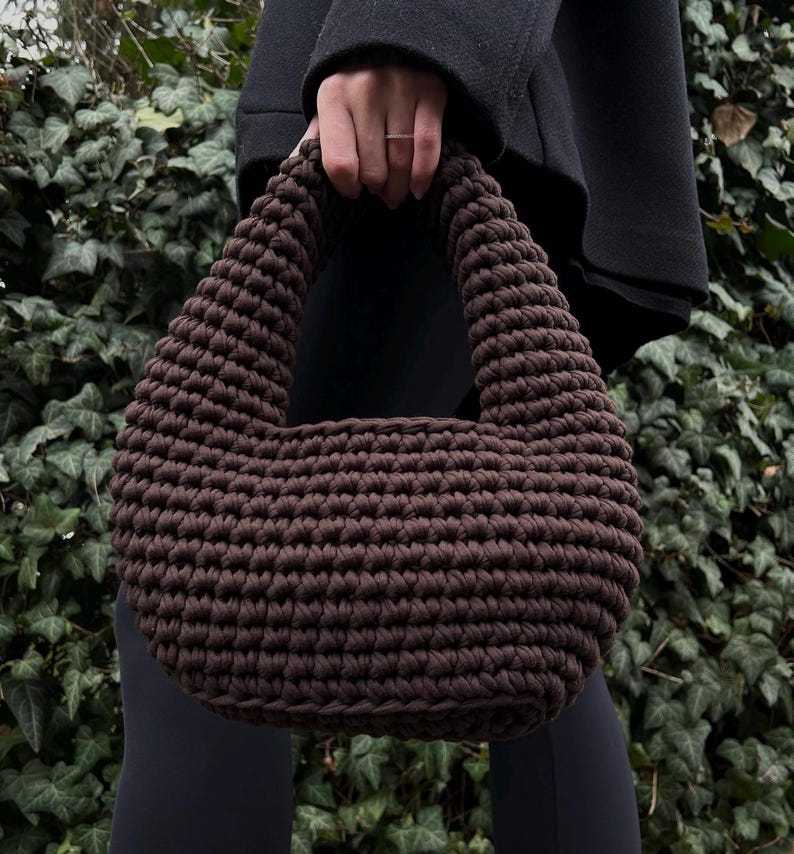 Handmade Crochet Tote Bag: Recycled Cotton Yarn Mini Bag - Etsy