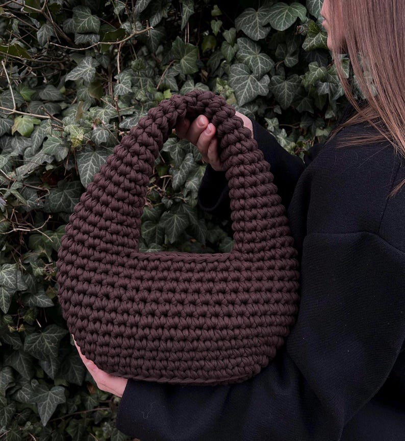 Handmade Crochet Tote Bag: Recycled Cotton Yarn Mini Bag - Etsy