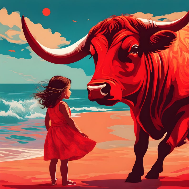 Little Girl AI Prompt Red Digital Art Ai Art AI Print - Etsy
