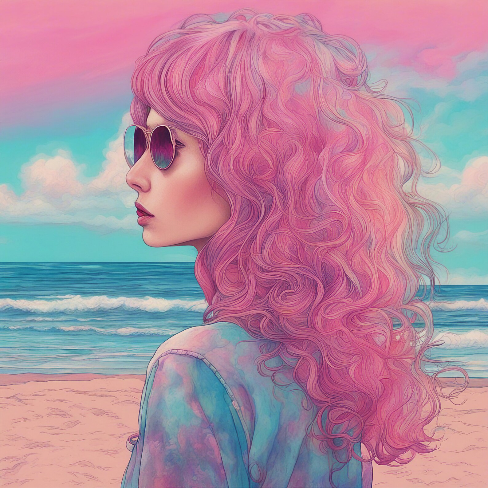 Cotton Candy Hair AI Prompt Red Digital Art Ai Art AI - Etsy
