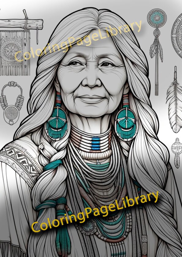 Native American Heritage: Traditional Attire and Crafts Coloring ...