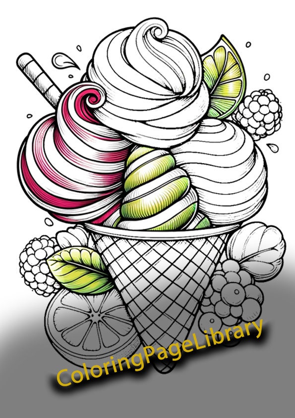Ice Cream Worlds to Color 16 Pages Gift for Kids Coloring Book - Etsy