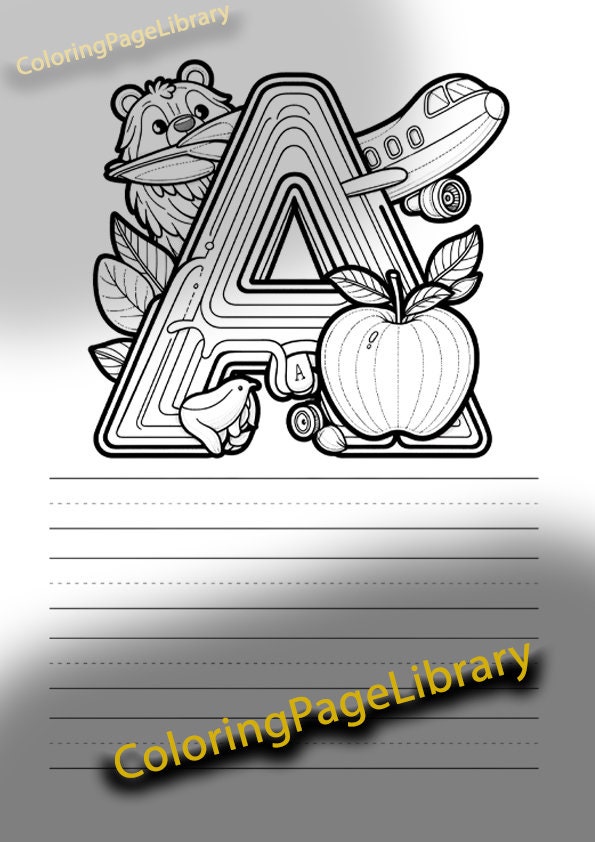 A Coloring Book From A to Z Gift for Children Engaging Artwork Alphabet ...