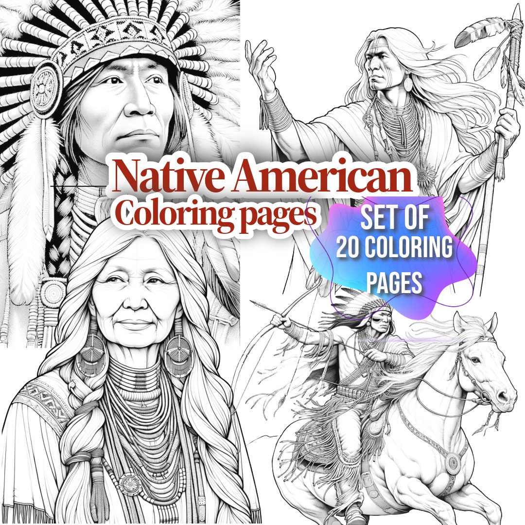 Native American Heritage: Traditional Attire and Crafts Coloring ...