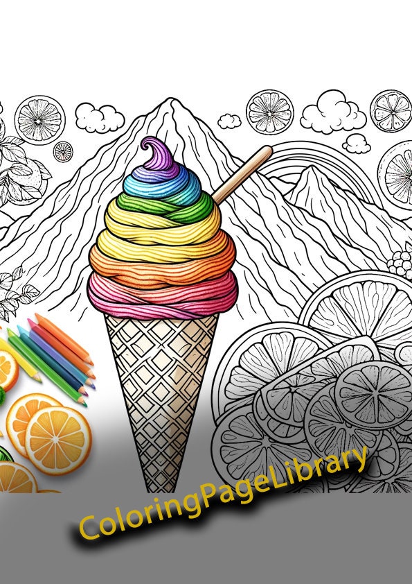 Ice Cream Worlds to Color 16 Pages Gift for Kids Coloring Book - Etsy