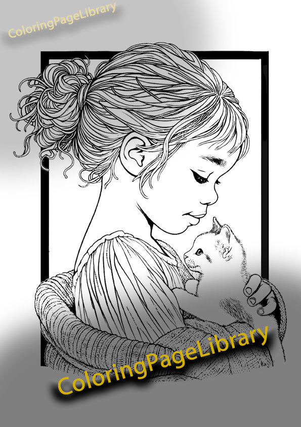 Girls Portrait Stylized for Coloring - Etsy