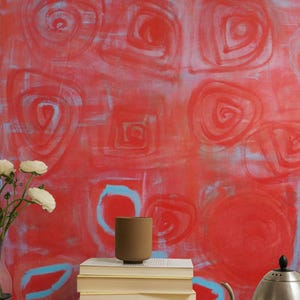 Red Abstract Canvas Print, Modern Coastal Wall Art - Etsy