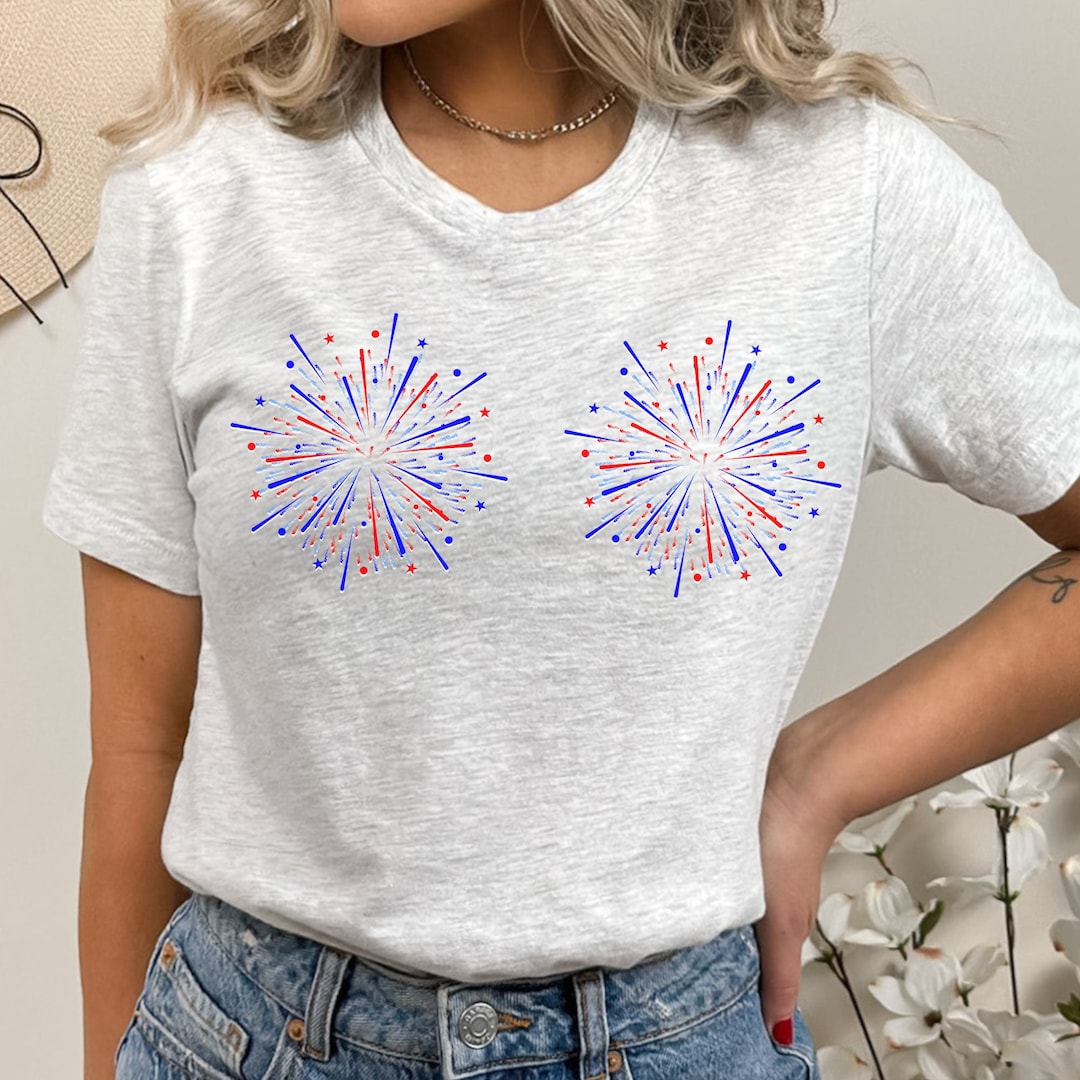 Firework Bra Shirt, Fireworks T-shirt for Women, Usa Tee, 4th of July ...