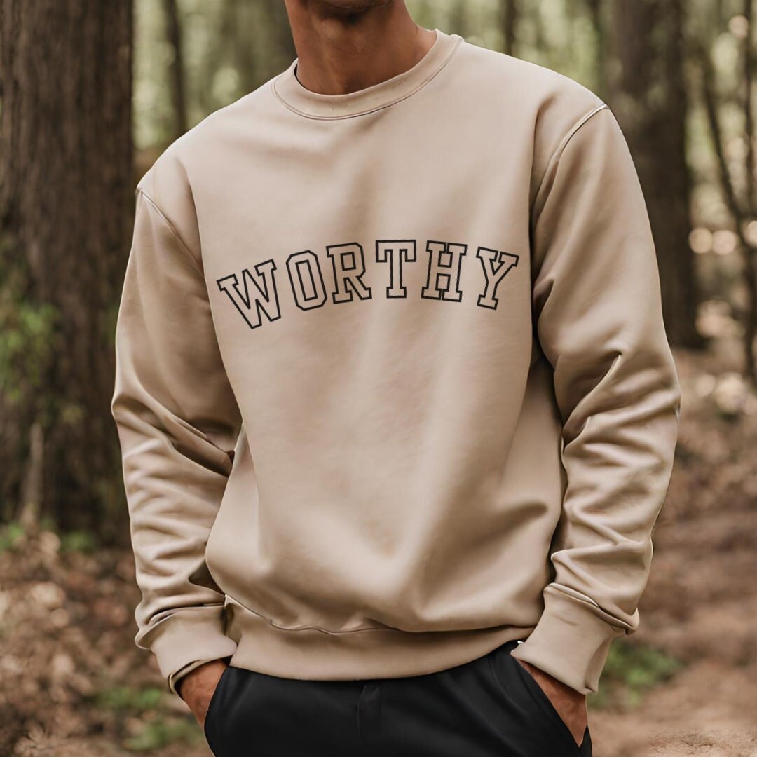 Worthy Crewneck Sweatshirt, Minimalist Sweatshirt, Worthy Christian ...