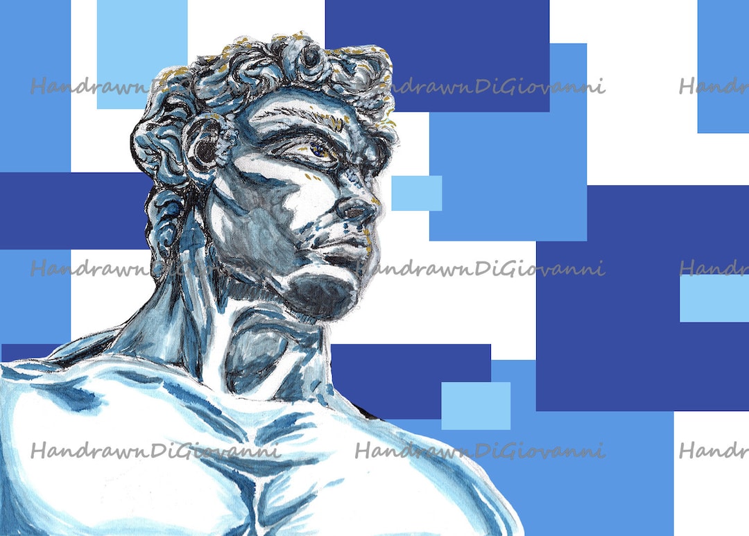 Statue of David Blue PNG JPEG - Etsy