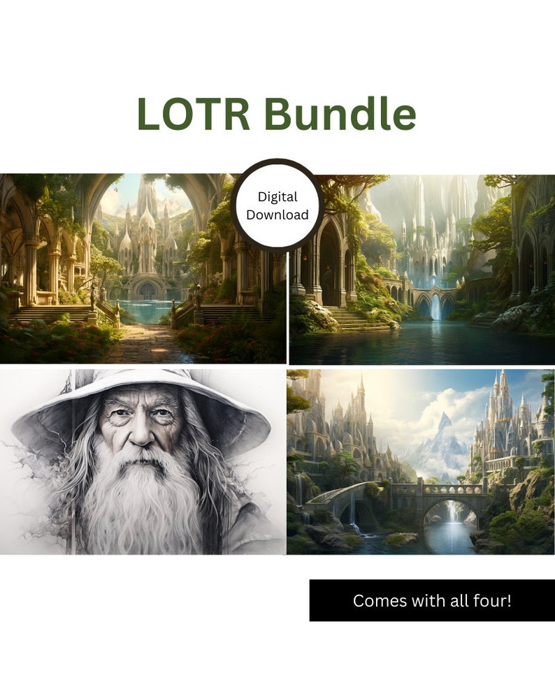 LOTR Architecture Pngs, SVG Bundle, Gandalf the Gray, Mystical Castle ...