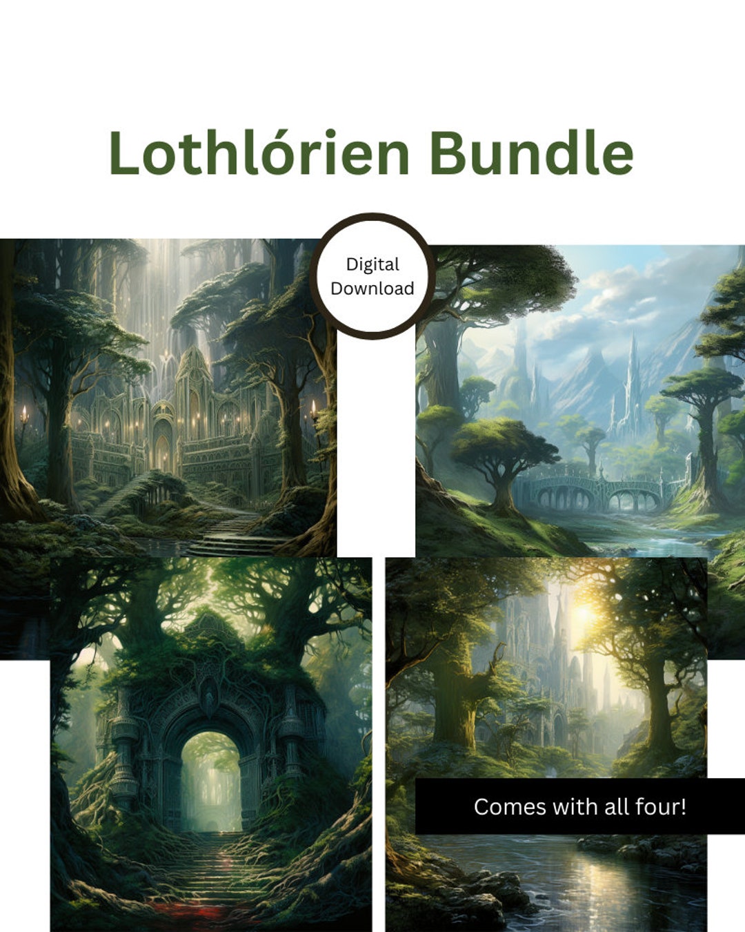 LOTR Lothlórien Pngs,svg Bundle,lord of the Rings,mystical Castle ...