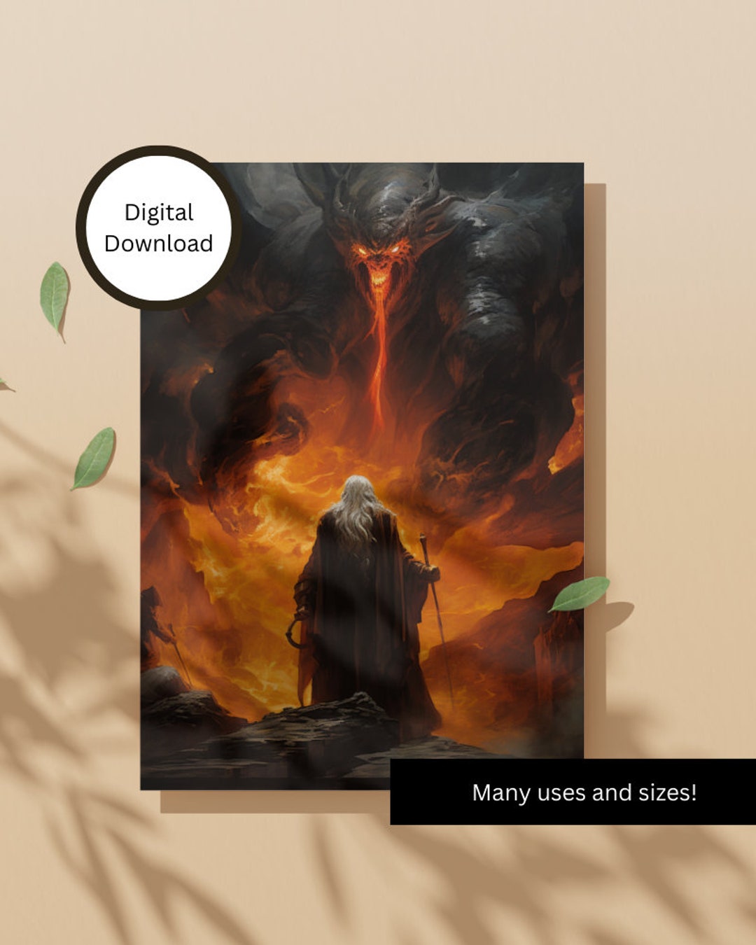 Gandalf in Moria Png,digital Download,lord of the Rings,balrog Sticker ...