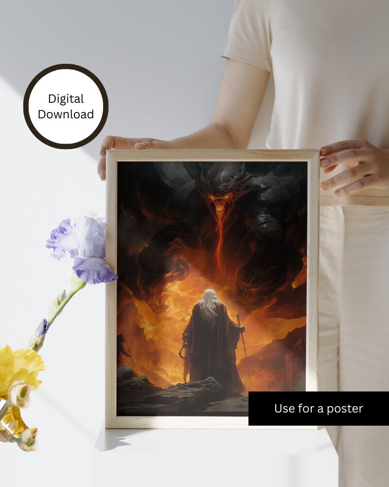 Gandalf in Moria Png,digital Download,lord of the Rings,balrog Sticker ...