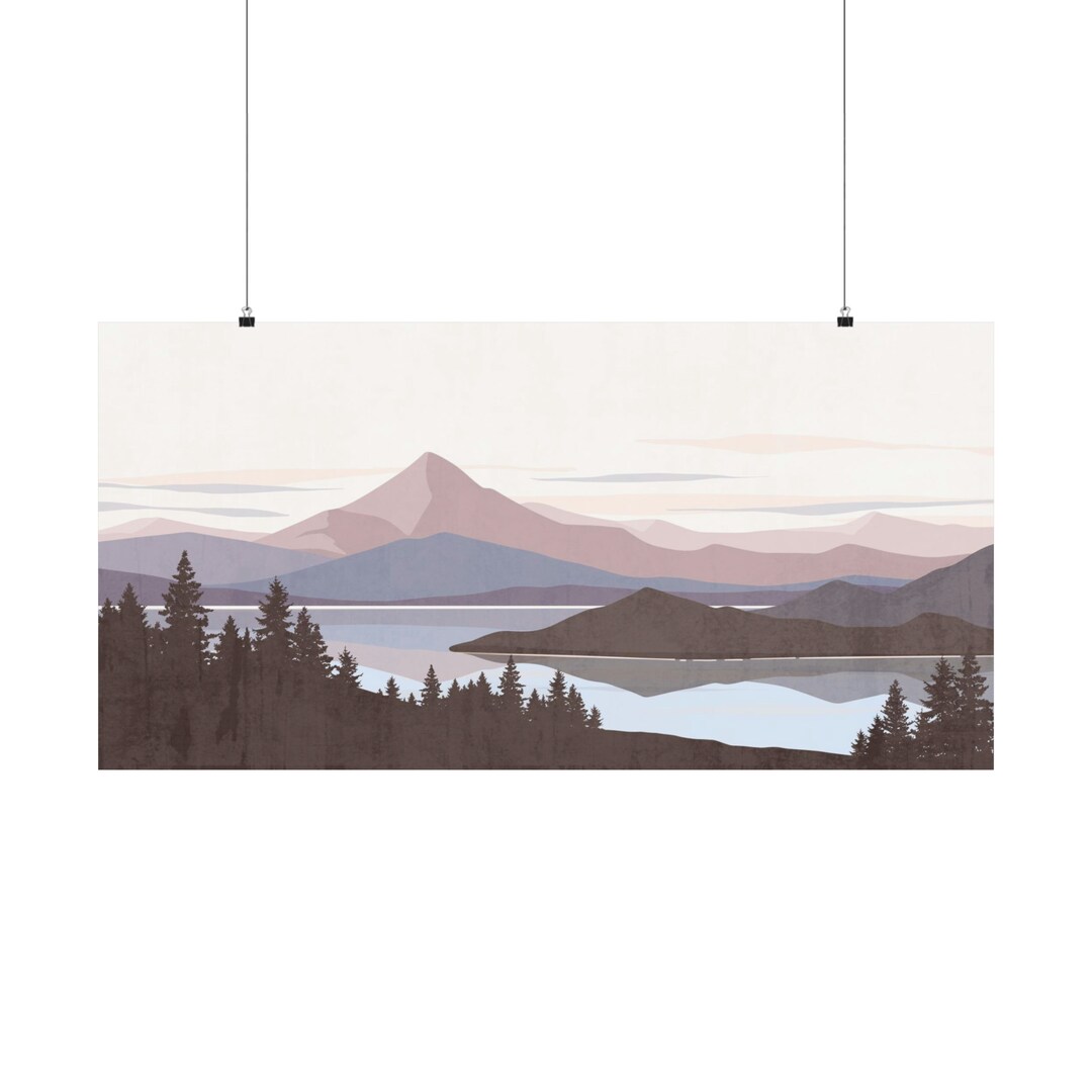 Boho Mountains Poster Bohemian Wall Art Print Decor Nature Aesthetic ...