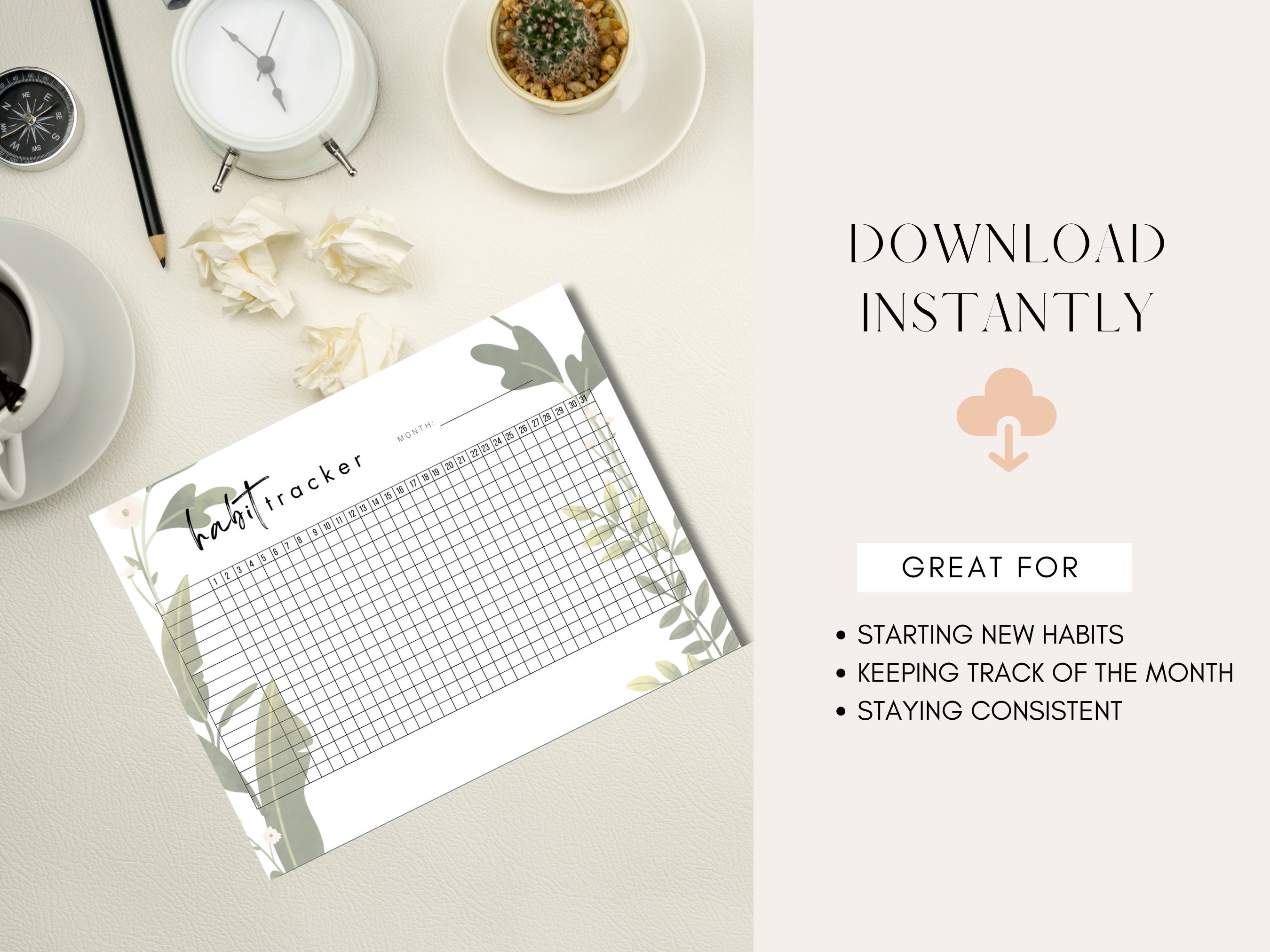 Habit Tracker Printable Monthly Habit Track Habit Tracker - Etsy