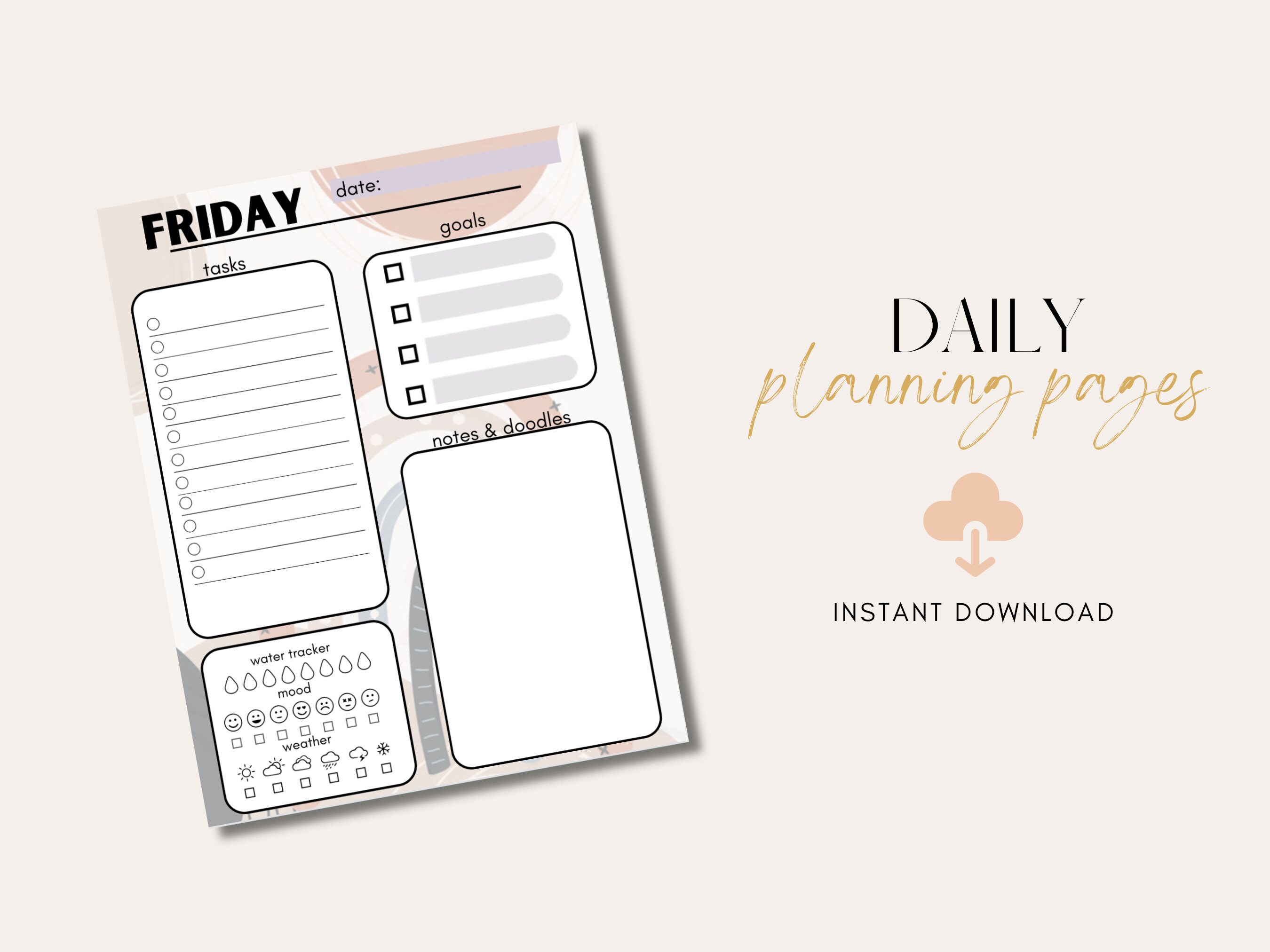 Printable Daily Planner Boho Daily Task List Daily Tracker - Etsy
